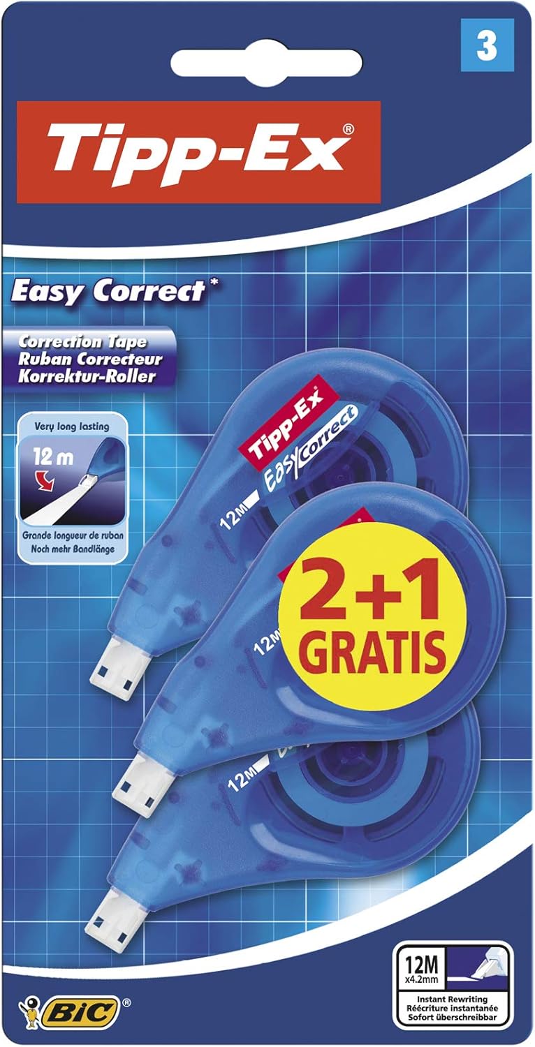TIPP-EX Easy Correct 12m Blister 2+1 - films/bandes correcteurs (Bleu ...