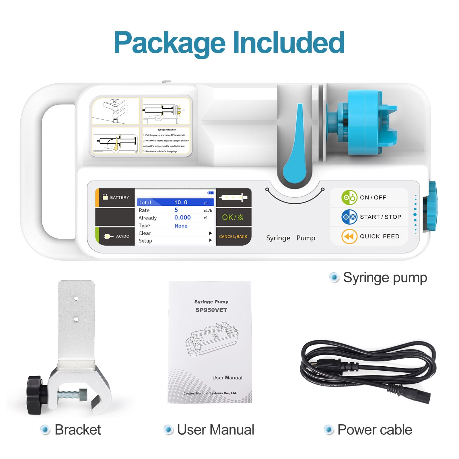 Mua CONTEC Veterinary Syringe Pump Rechargeable Pump Machine with KVO ...