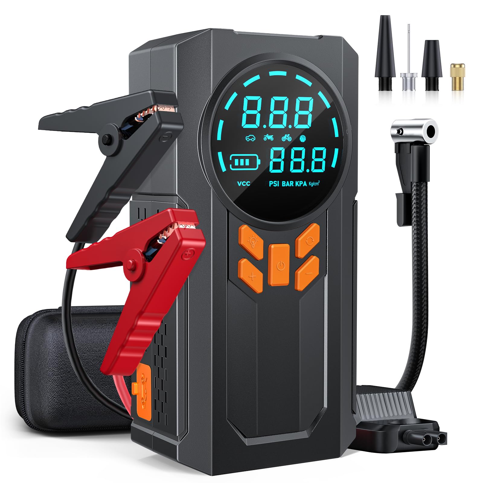 Jump Starter with Air Compressor, 5000A 150PSI Battery Jumper Starter ...