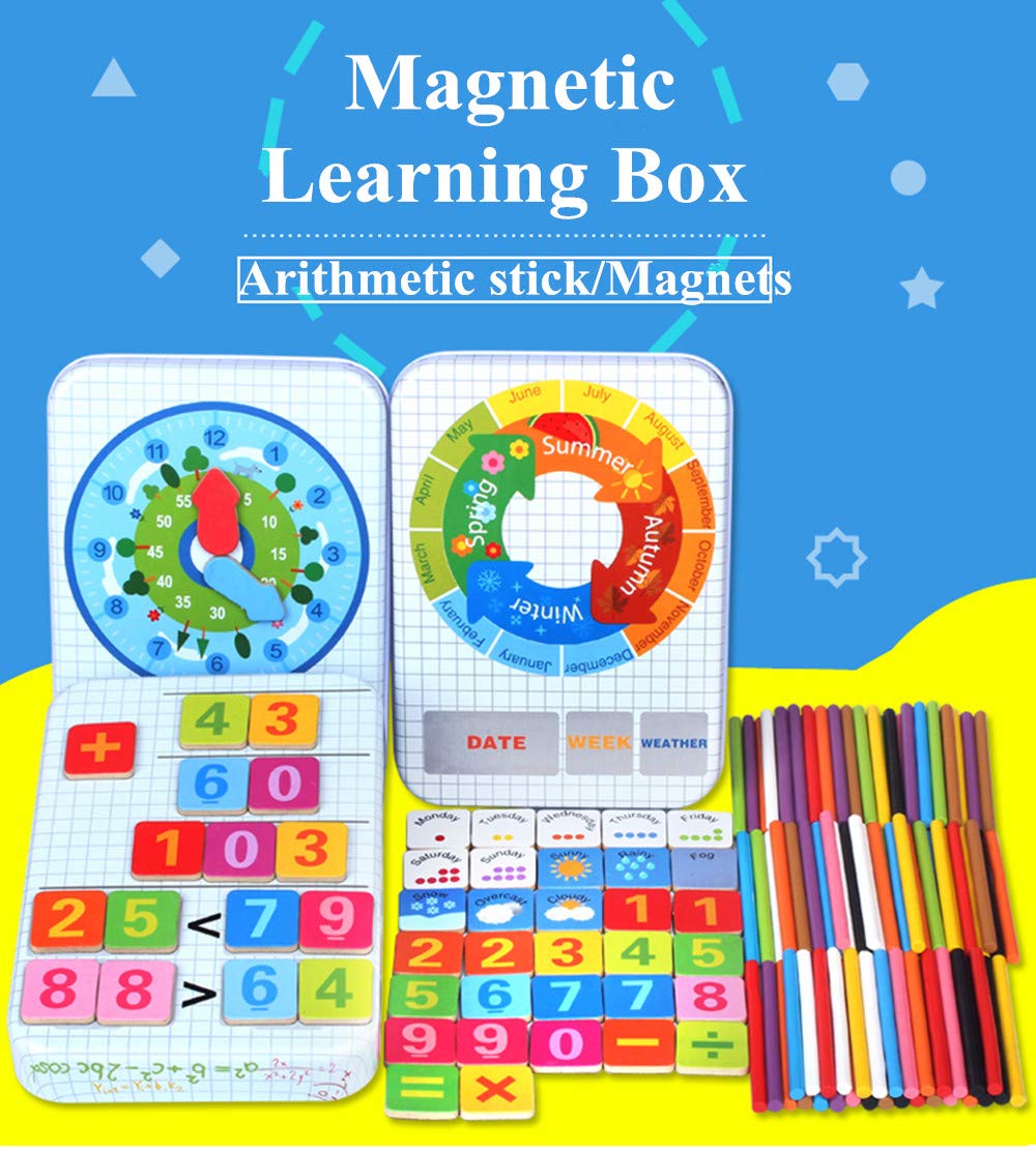 Double Covered Kids Learning Math Box Wooden Number Blocks,Magnetic ...