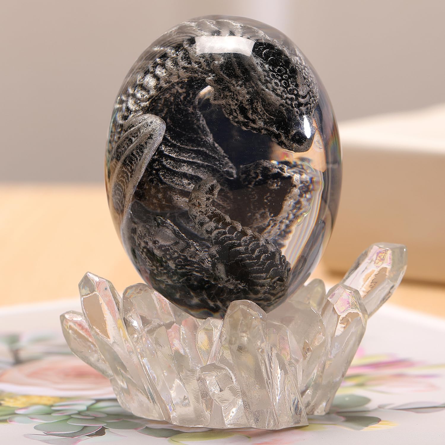 Seyee-bro Dragons Egg with Base - Handmade Sculpture Dragon Eggs Resin ...