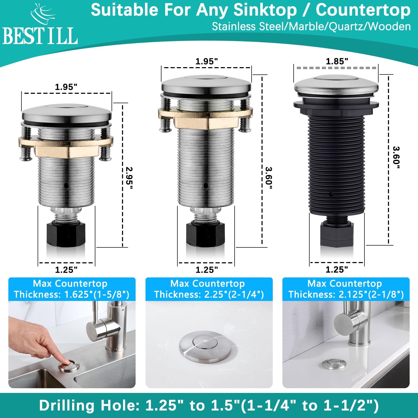 Mua BESTILL Garbage Disposal Air Switch Kit - UL Certified, Brass Sink ...