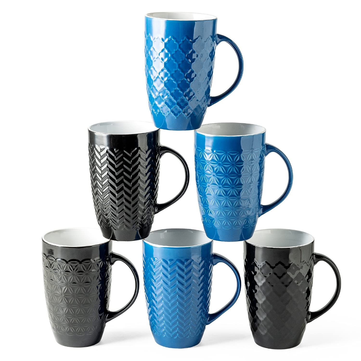 AmorArc Large Coffee Mugs Set of 6, 20oz Ceramic Tall Coffee Mugs Set ...
