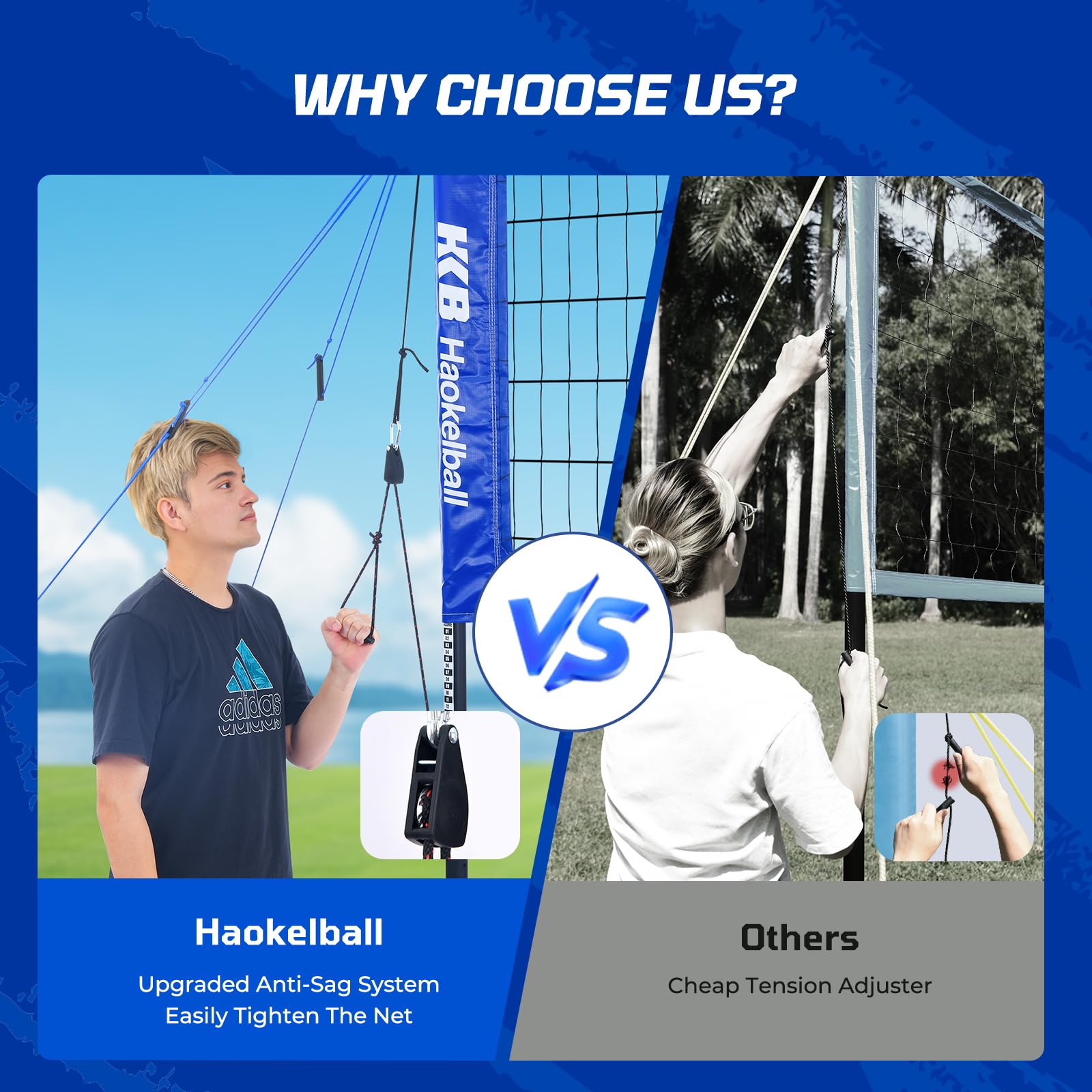 Mua Haokelball Professional Volleyball Net for Backyard, Anti-Sag Winch ...