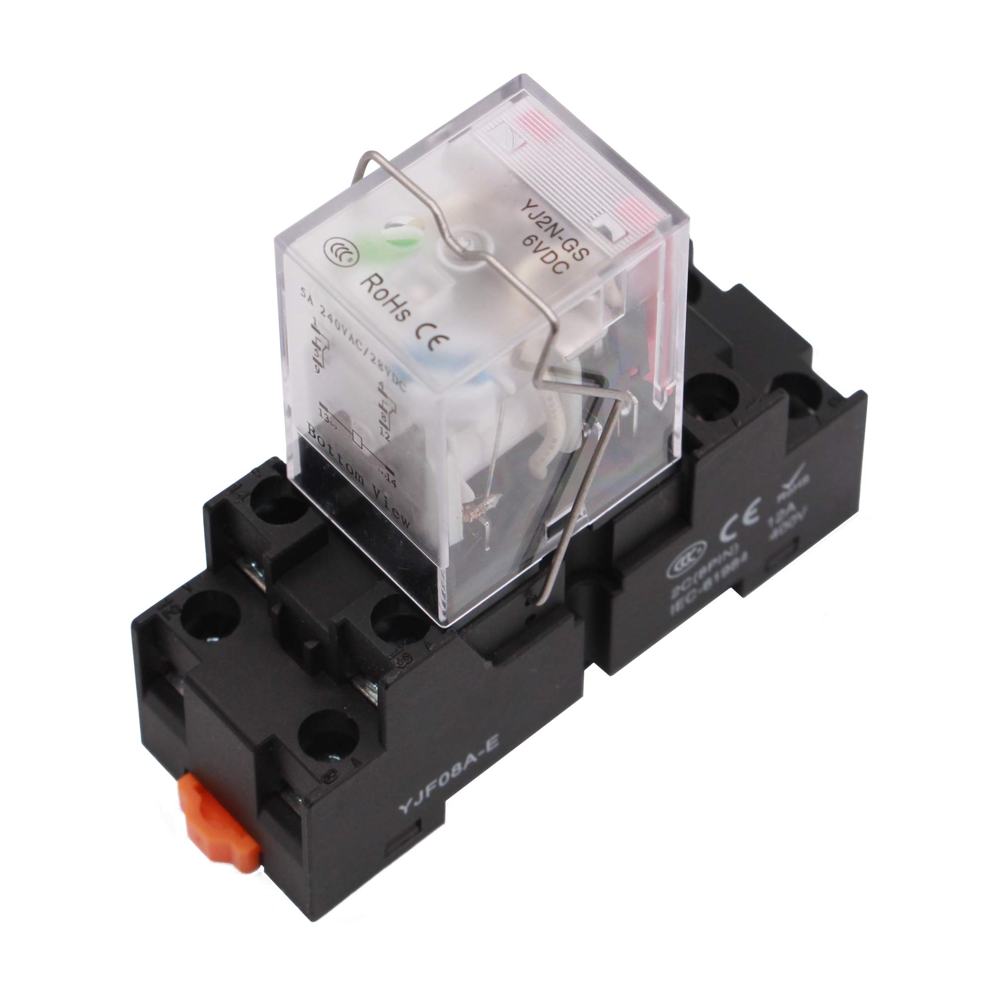 Buy Electromagnetic Power Relay, 8-Pin 5 AMP 24V DC Relay Coil with Socket Base, LED Indicator ...