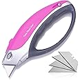 Pink Box Cutter Retractable Utility Knife - Heavy Duty Box Cutter Knife ...