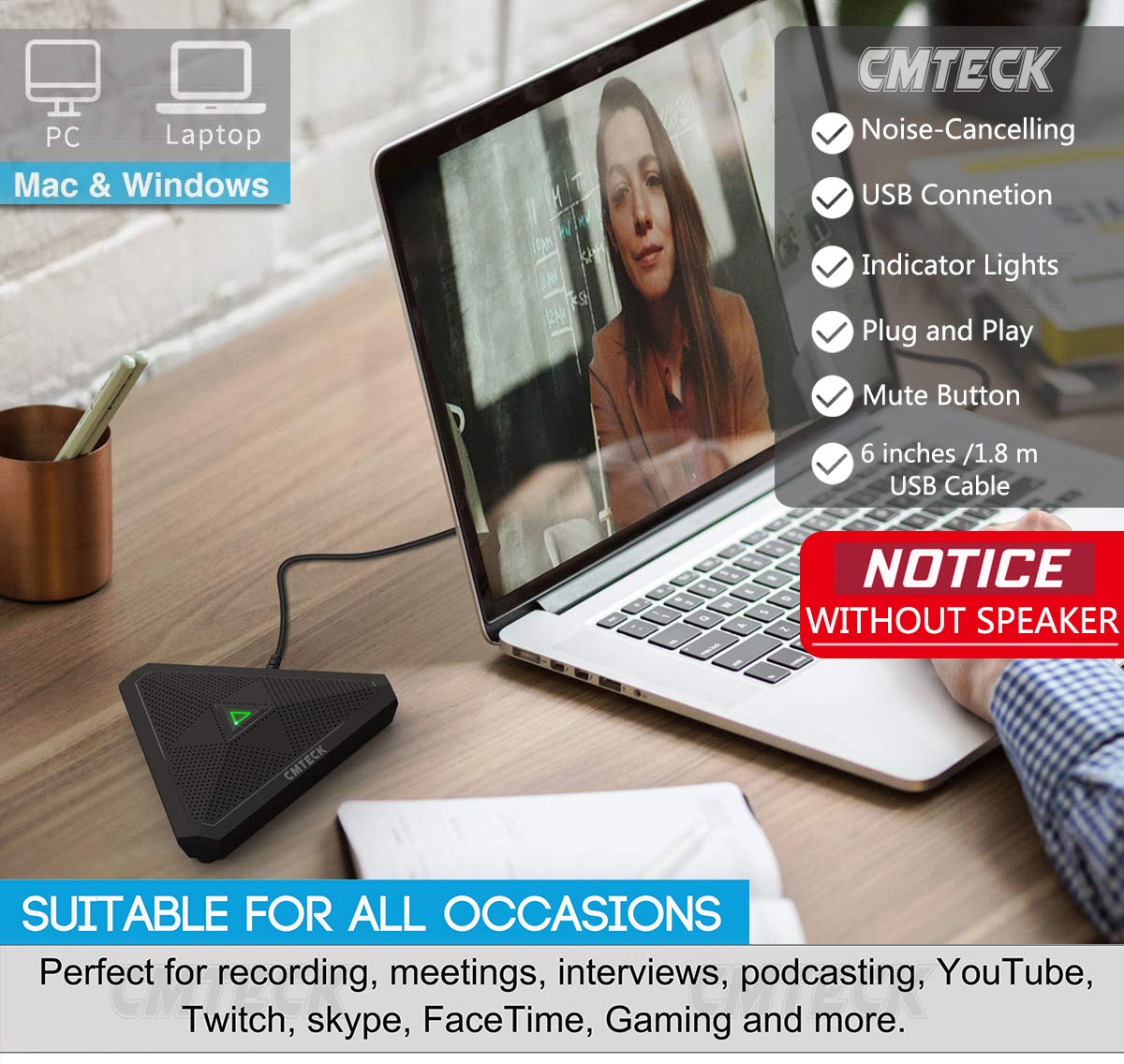 Mua LED Indicator, Omnidirectional Condenser Boundary Mic for Recording ...