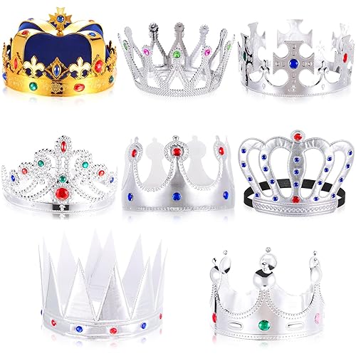 Yingzhao 8 Pcs Royal King Crown for Kid Plastic Queen Prince Princess ...