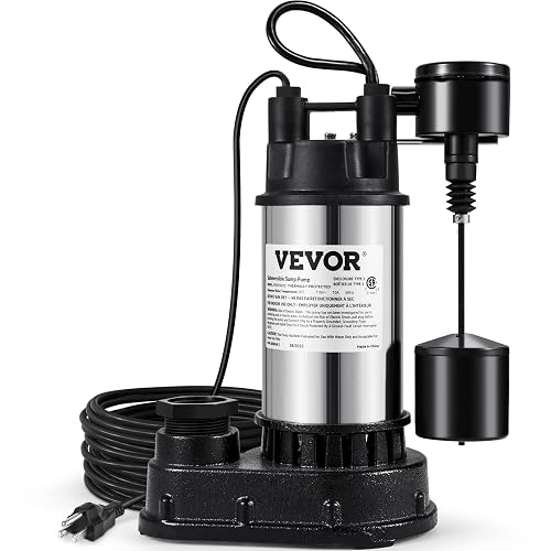 VEVOR 1.5 HP Submersible Cast Iron and Steel Sump Pump, 6000 GPH ...