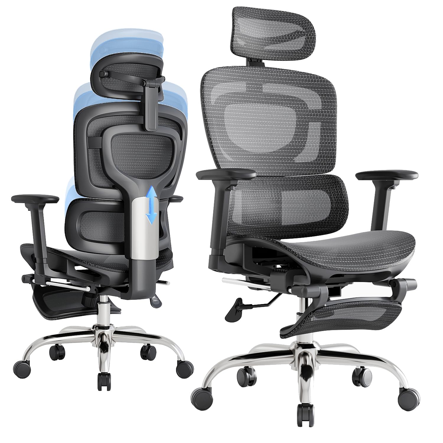 Ergonomic Office Chair, 3-Level Tilt Backrest, Breathable Mesh with ...