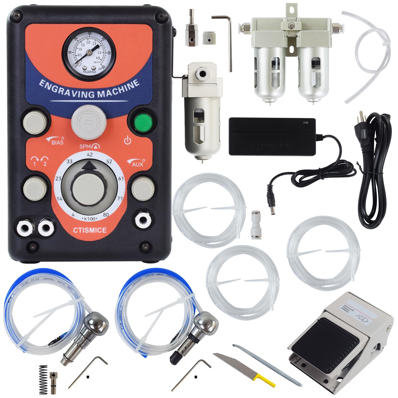 CTISMICE Pneumatic Engraving Machine, 400-8000RPM Adjustable Impact ...