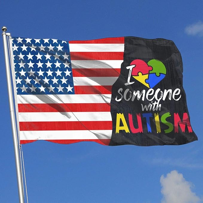 Amazon.com : JQDAPaflag I Heart Someone with Autism Breeze Flag 3 X 5 ...