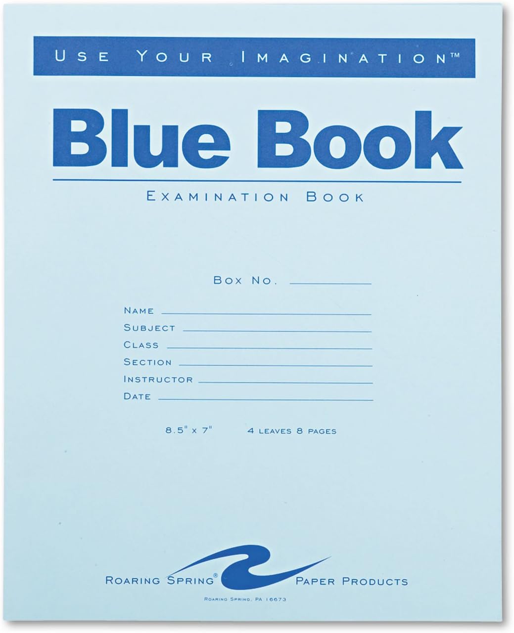 Amazon.com : Roaring Spring Exam Blue Book, Wide Rule with Margin, 8-1/ ...