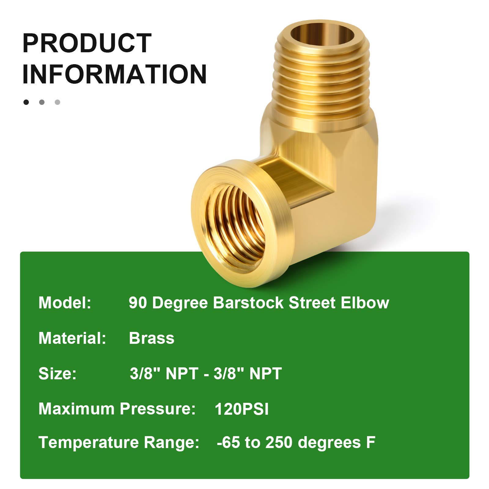 TAISHER 5PCS 90 Degree Barstock Street Elbow, 3/8 Inch NPT Male Pipe To 3/8 Inch NPT Female ...