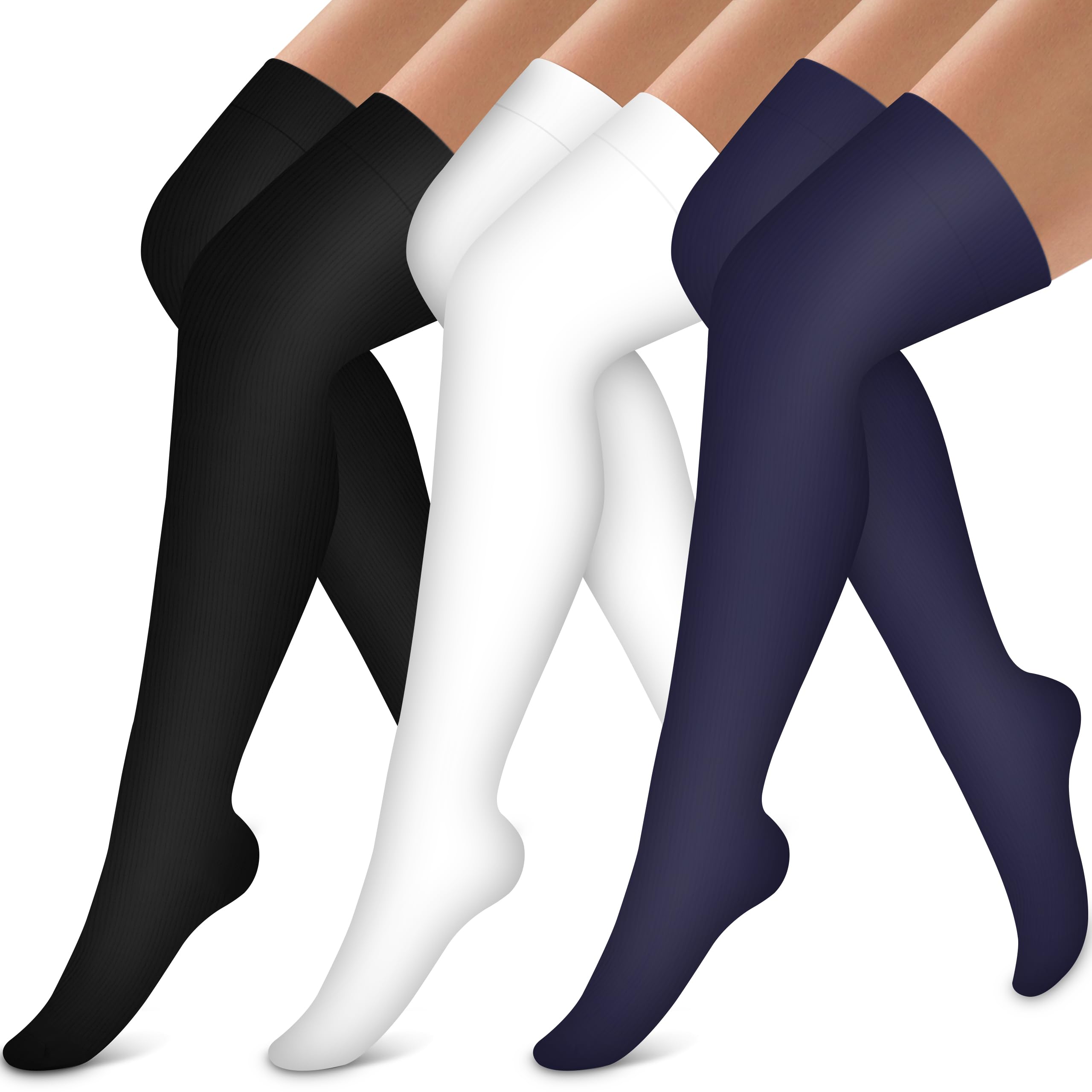 Bluemaple Thigh High Compression Socks for Women and Men Circulation(3 ...