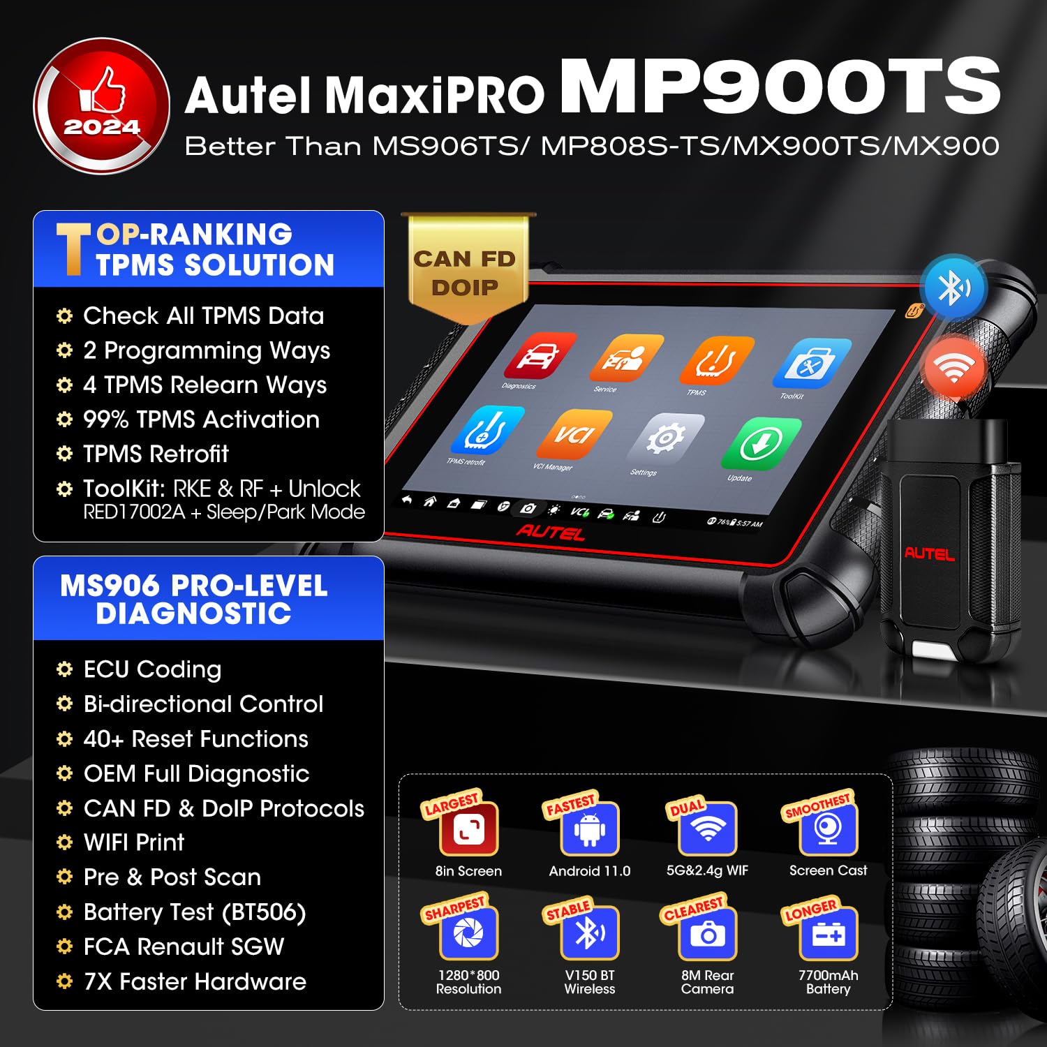 Mua MaxiPRO MP900TS, 2024 8in MP900-TS up of MaxiSYS MS906TS MP900-BT MK900-TS, Top TPMS as ...