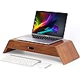 Amazon.com: ONEGenug Wood Monitor Stand with Upgraded Drawer with ...