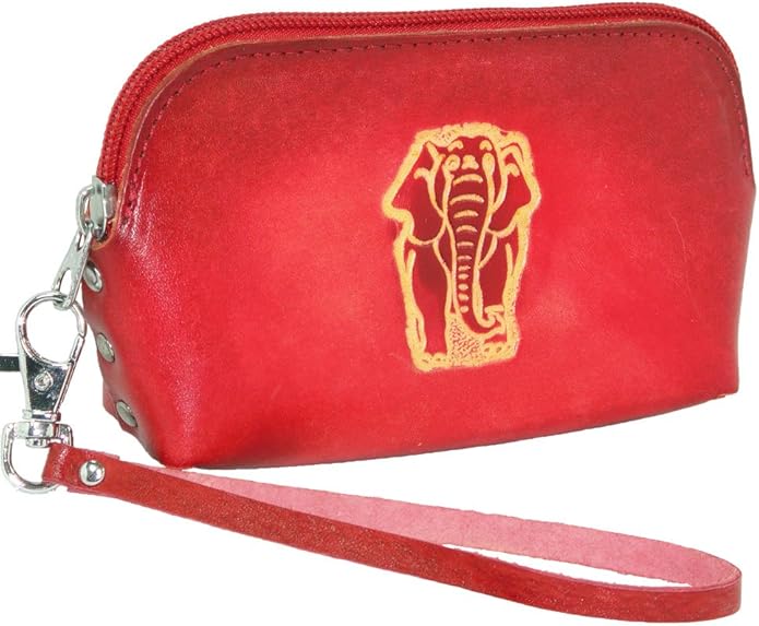 Amazon.com: Genuine Leather Elephant Change Purse, Wallet, Handmade Red ...
