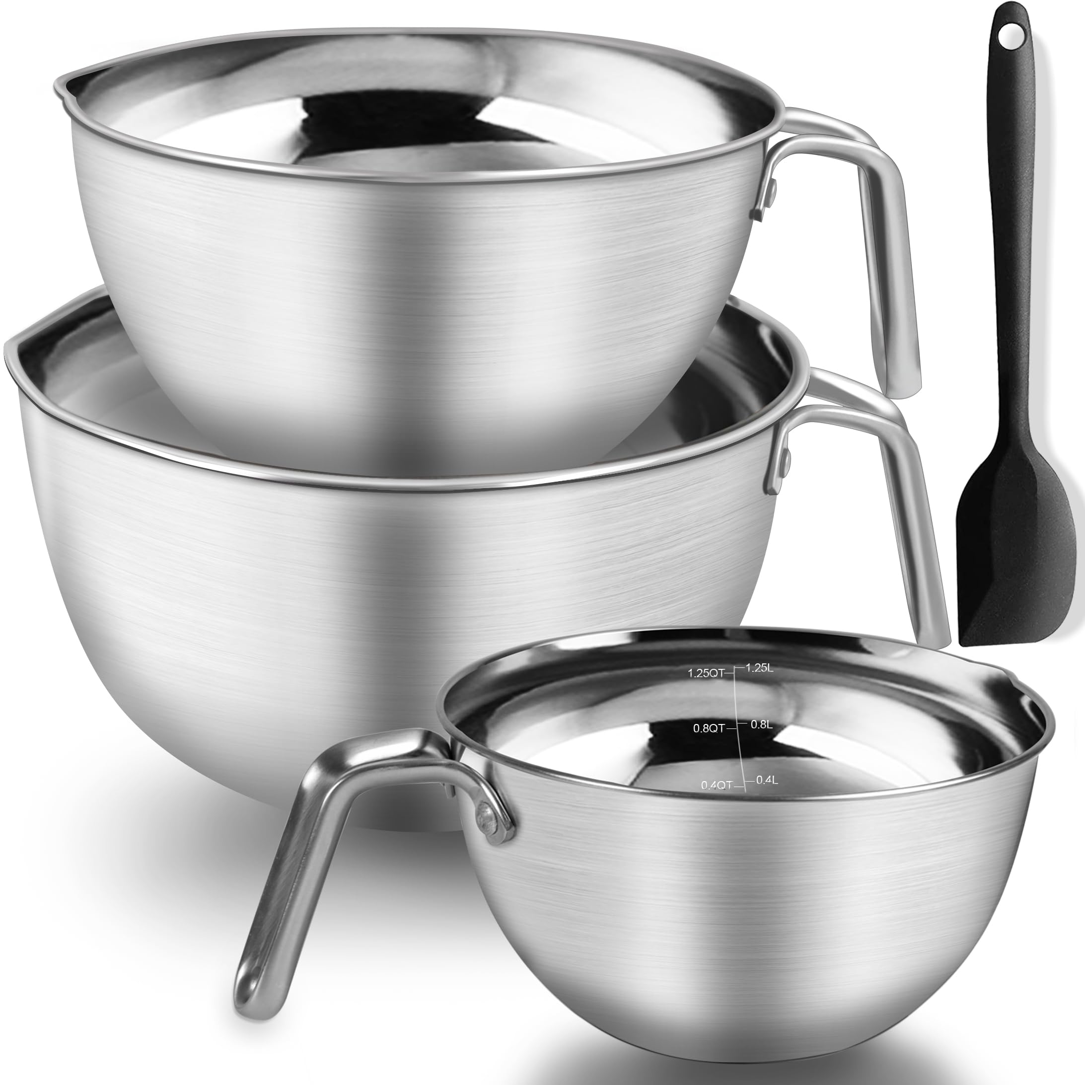 Marsheepy Stainless Steel Mixing Bowls With Handle And Pour Spout,3 ...