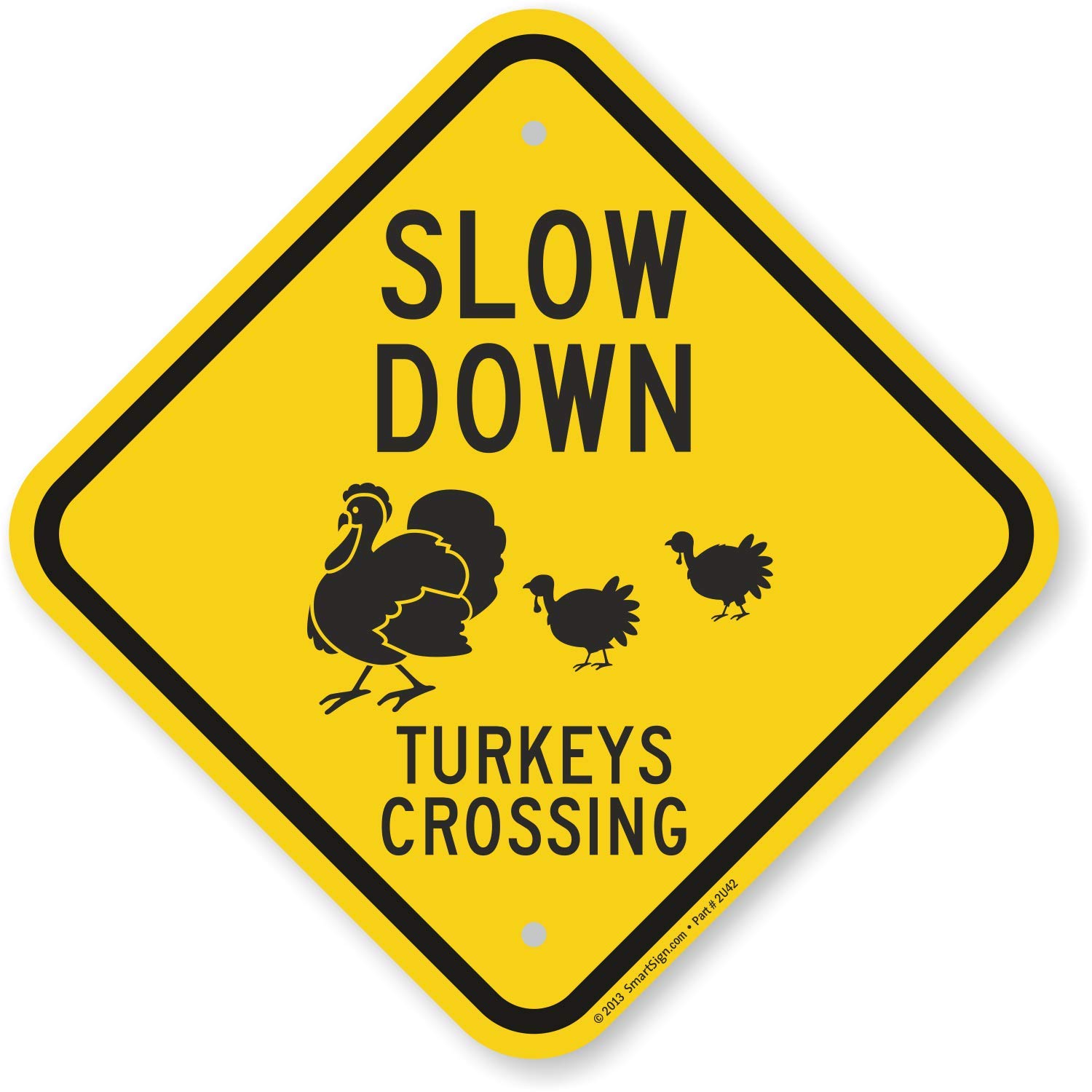 SmartSign "Slow Down - Turkeys Crossing" Sign | 12" x 12" Aluminum ...