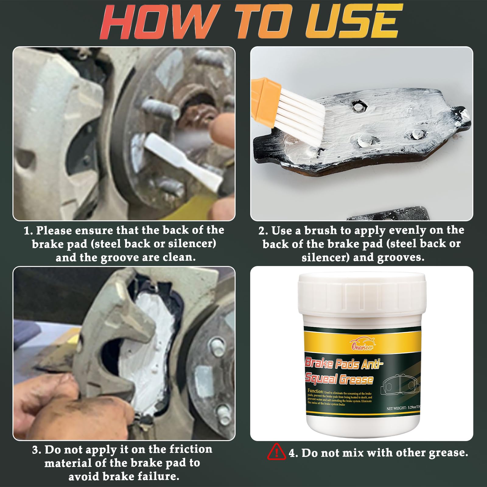 Mua Onarieer Brake Pads Anti-Squeal Grease 5.29 oz, Brake Grease ...