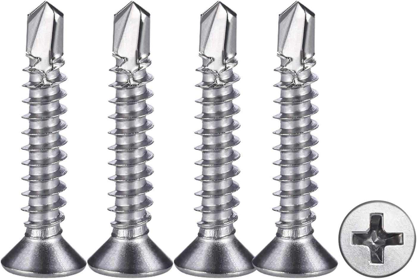 Drenky 100 Pcs Sheet Metal Screws for Metal Tek Screws Phillips Flat ...