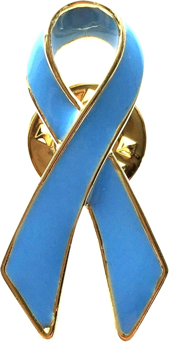 NEW Light Blue Ribbon Awareness Brooch Lapel Pin Prostate Cancer Men's ...