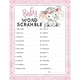 Amazon.com: 30 Pink Elephant Baby Word Scramble Baby Shower Game and ...