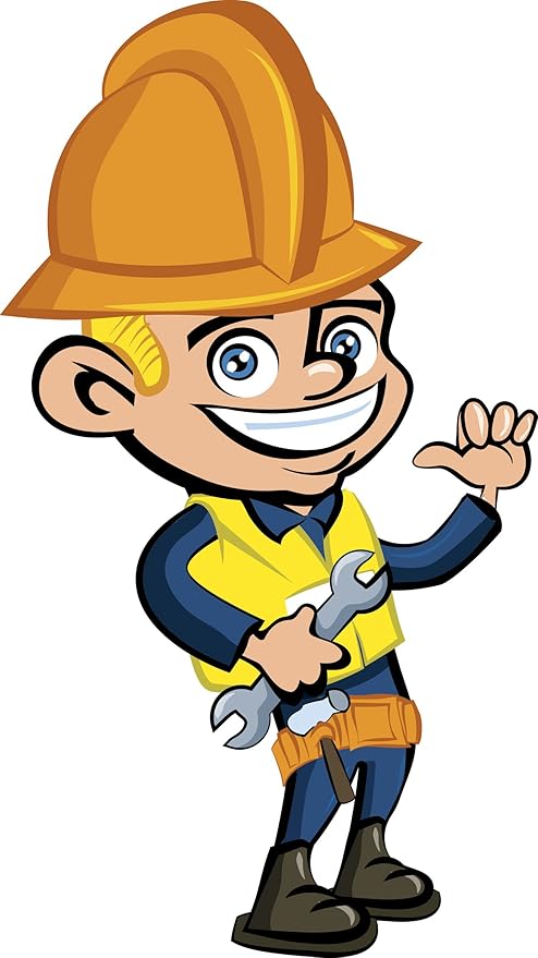 Amazon.com: Happy Contractor Construction Worker Hard Hat Cartoon Vinyl ...