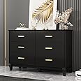 Amazon.com: Hitow Storage Dresser Cabinet with 6 Drawers, Wood Dresser ...