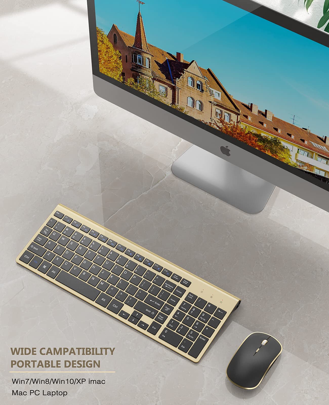 Mua J JOYACCESS Wireless Keyboard Mouse, Ultra Slim and Compact Computer Cordless Keyboard and ...