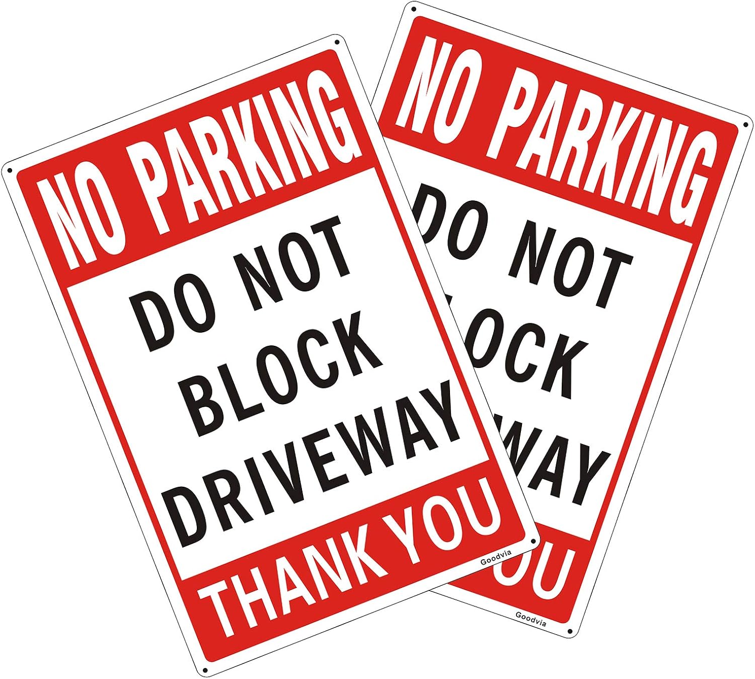 Goodvia 2 x Private Driveway Signs No Parking, Do Not Block Driveway Sign Aluminum Sign Rust ...