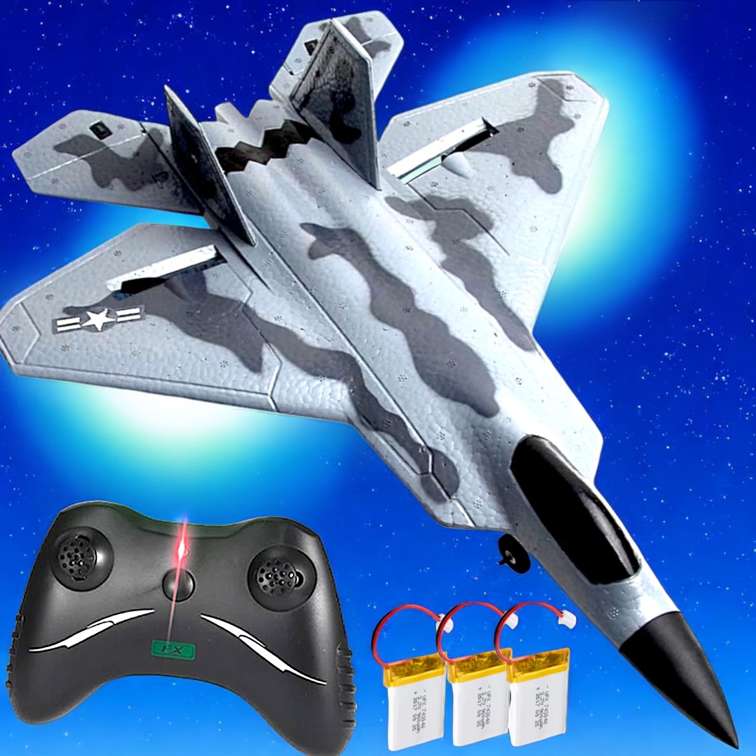 RC Jet Plane LED Light with Extra 3 Battery 2.4Ghz Remote Control Plane ...