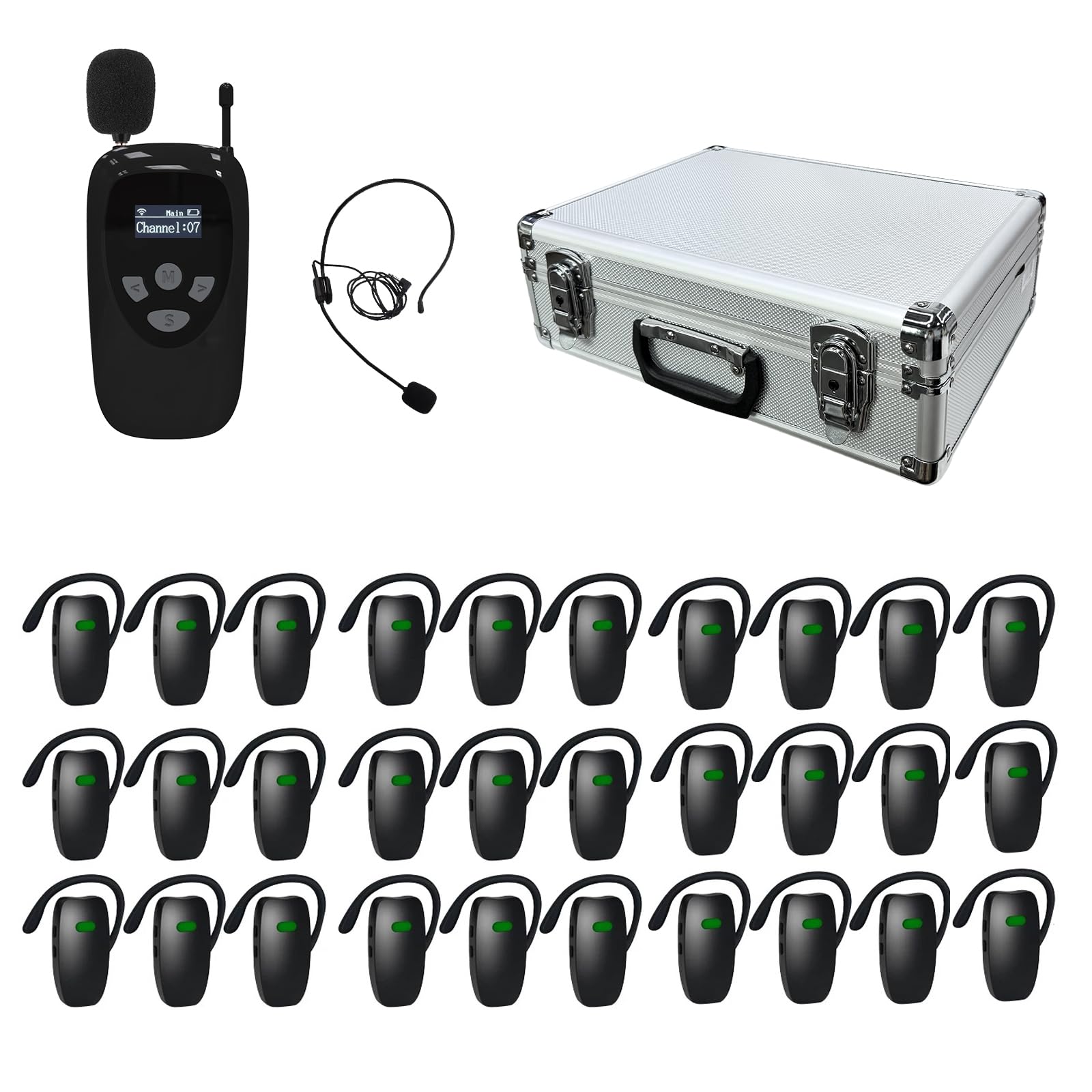 Wireless Tour Guide System,1 Transmitter 30 Receivers,30-Slot Charge Case,Tour Guide Microphone ...