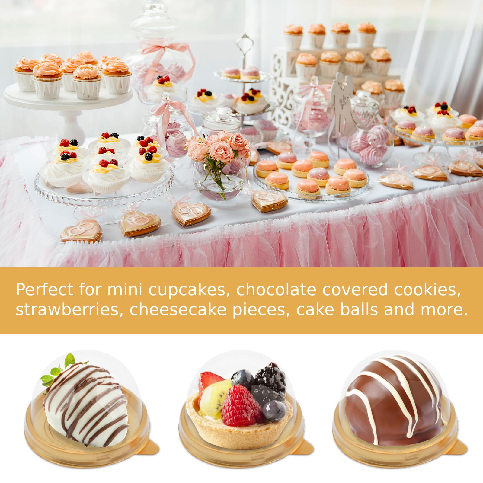 Mua Zezzxu 50 Pack Mini Cake Containers, Clear Plastic Small Cupcake ...