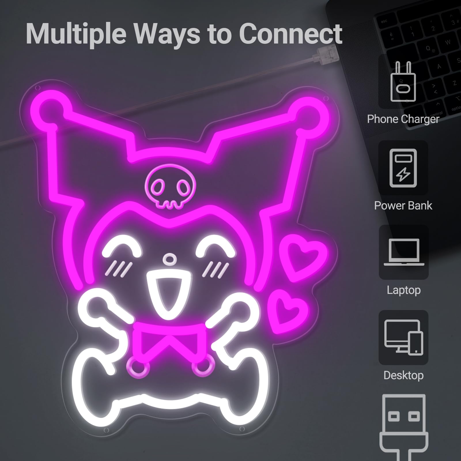 Mua Japanese Anime Neon Light Kuromi Neon Sign, 3D Art LED Sign Kuromi ...