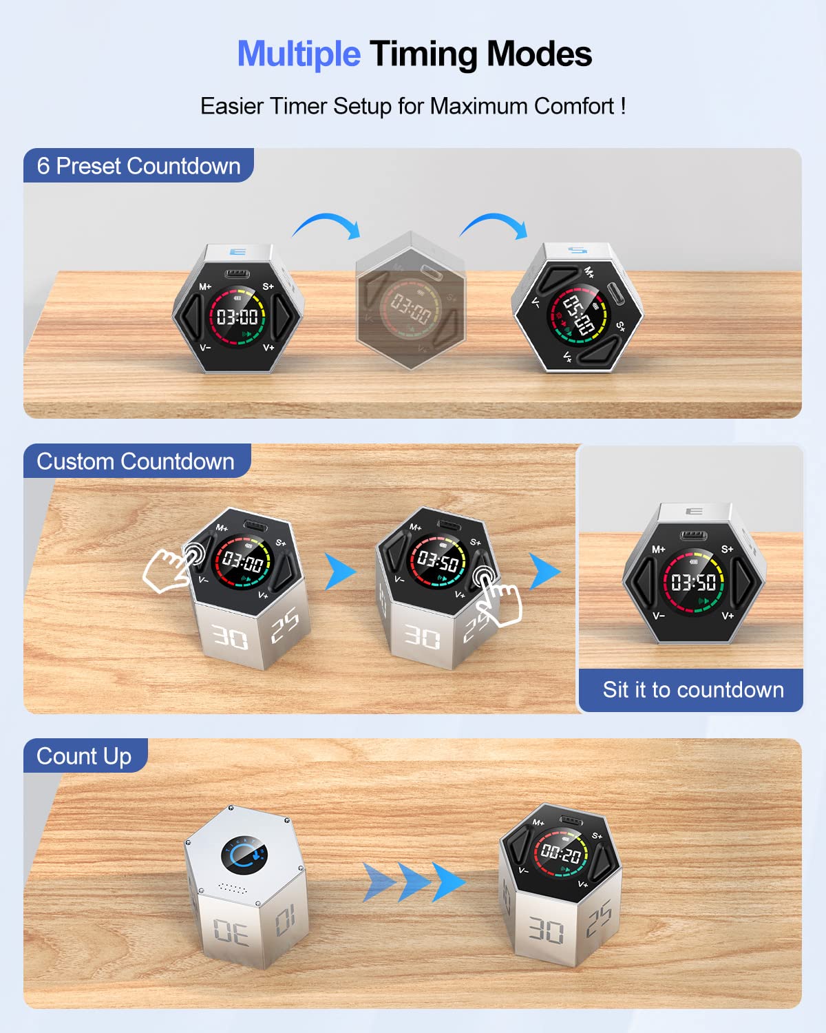 Mua Ticktime Pomodoro Timer Productivity Cube Hexagon Magnetic Flip Focus Timer Mute