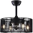 Amazon.com: LOYALHEARTDY Caged Ceiling Fans with Lights and Remote 18 ...