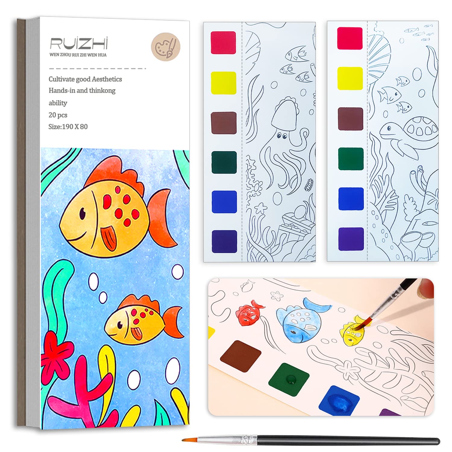 JUNQIU Watercolor Coloring Books for Kids Ages 4-8, Pocket Watercolor ...