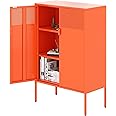 Amazon.com: Ustamio Orange 3 Tier Metal Storage Cabinet with Legs, 2 ...