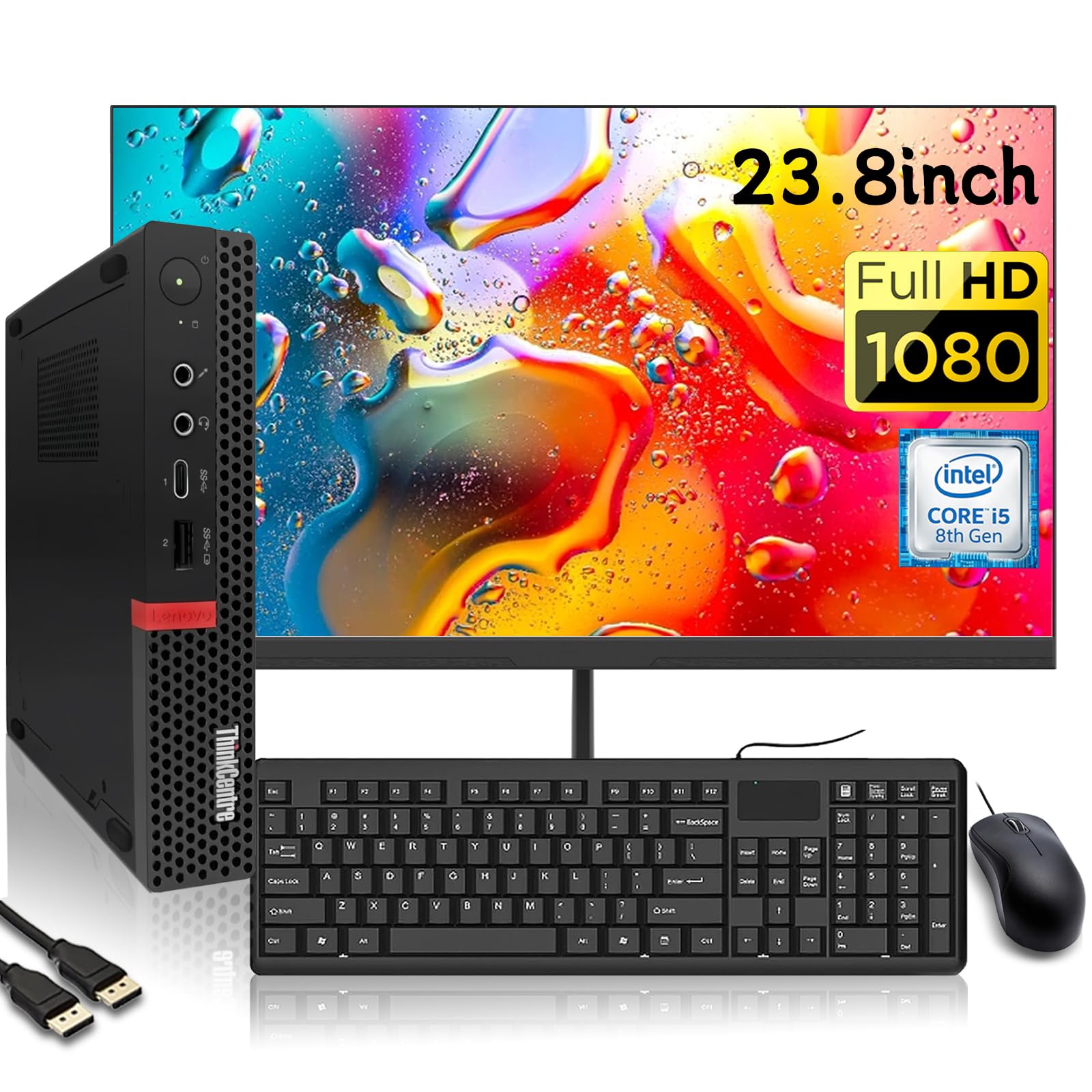 Lenovo ThinkCentre M720q Tiny Desktop Computer with New 23.8" FHD ...