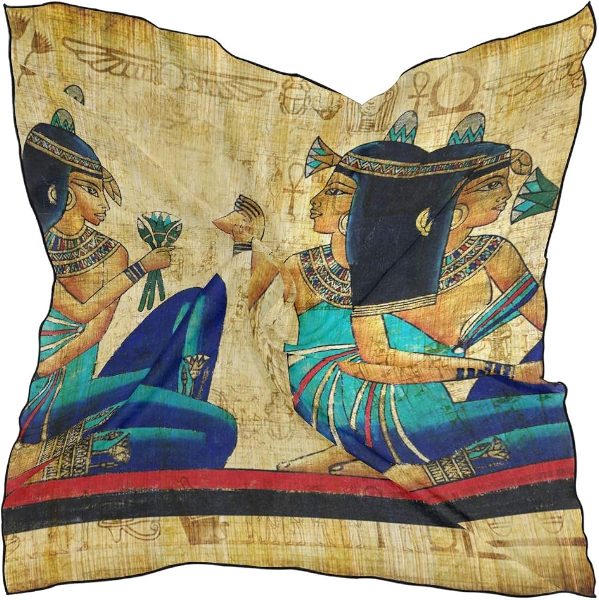 Hunihuni Ancient Egyptian Woman Square Scarf Satin Neck Scarves Head ...