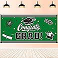 Amazon.com: Graduation Backdrop Banner Green Large Congrats Grad Party ...
