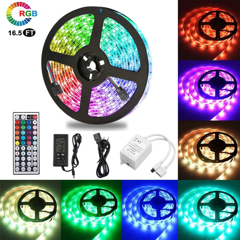 VGROUND 5M Impermeable Tira LED RGB 300 Leds 5050 SMD Tira LED de Luces LED Kit Completo con ...