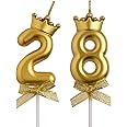 Amazon.com: AOOLADA 28th 82nd Birthday Candles, Gold 82 28 Year Old ...