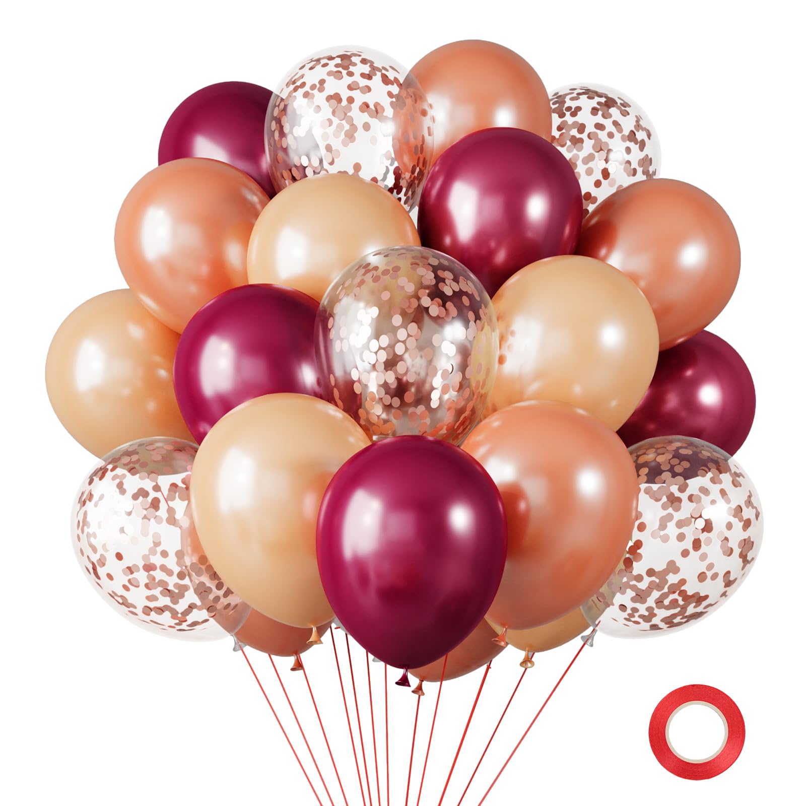 RUBFAC 65 Pcs 12 Inches Burgundy Balloons Arch Garland Kit, Champagne ...