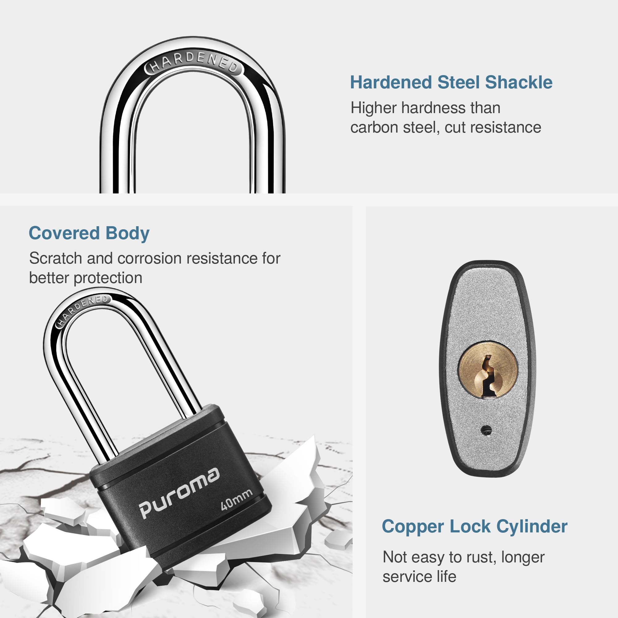 Mua Puroma 2 Pack Keyed Padlock with 3 Keys Alike, 1.8 Inch Locker Lock ...