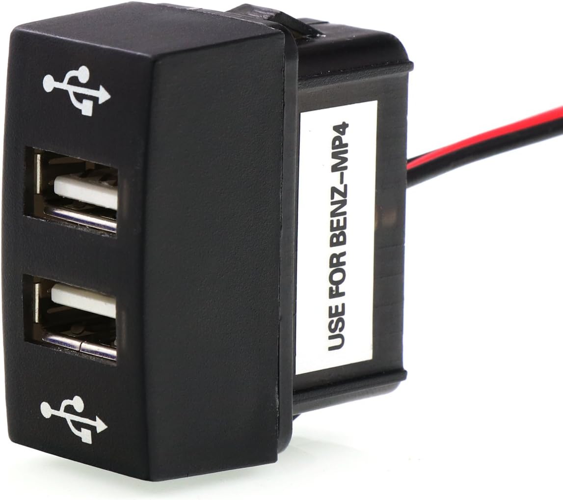 Timloon Dual USB Charger 5V 2.1A/2.1A Dual Car USB Power Socket for Smart phone Use for Mercedes ...