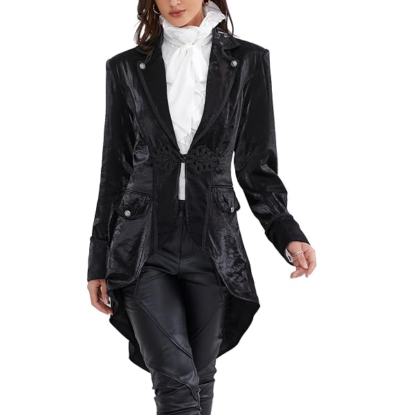 Halloween Costume Pirate Coat Women's Black Velvet Victorian Steampunk ...