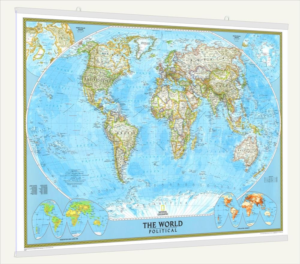 Buy National Geographic Classic Laminated World Wall with fitted ...